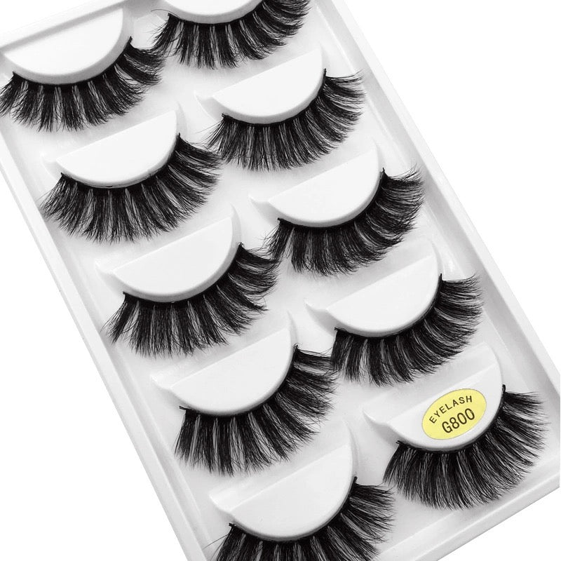 NEW 5Pair 3D Mink False Eyelashes Wispy Cross Long Thick Soft Fake Eye Lashes