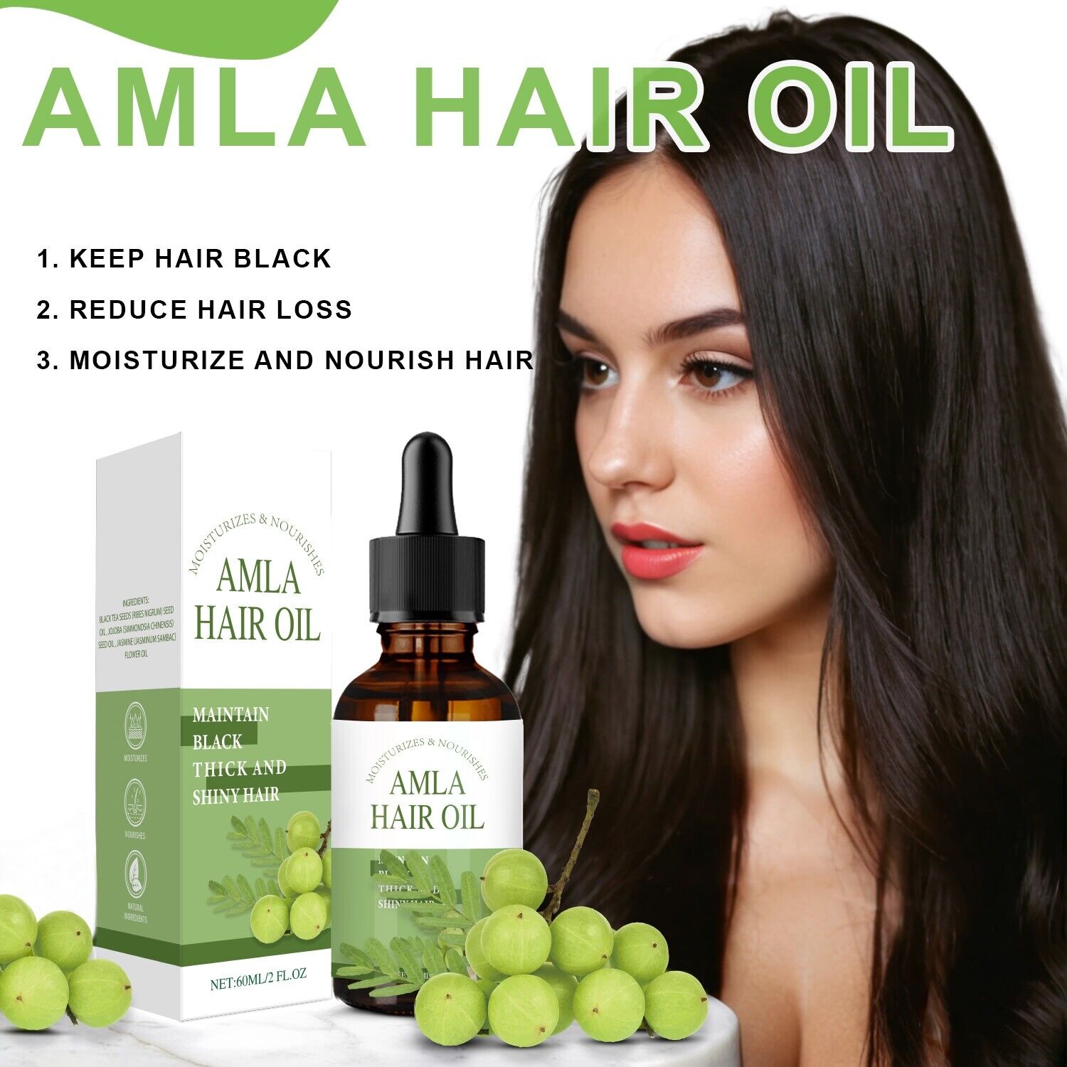 Amla Hair Oil | Natural Care For Healthy Long Thick Hair Growth - 60ml ...